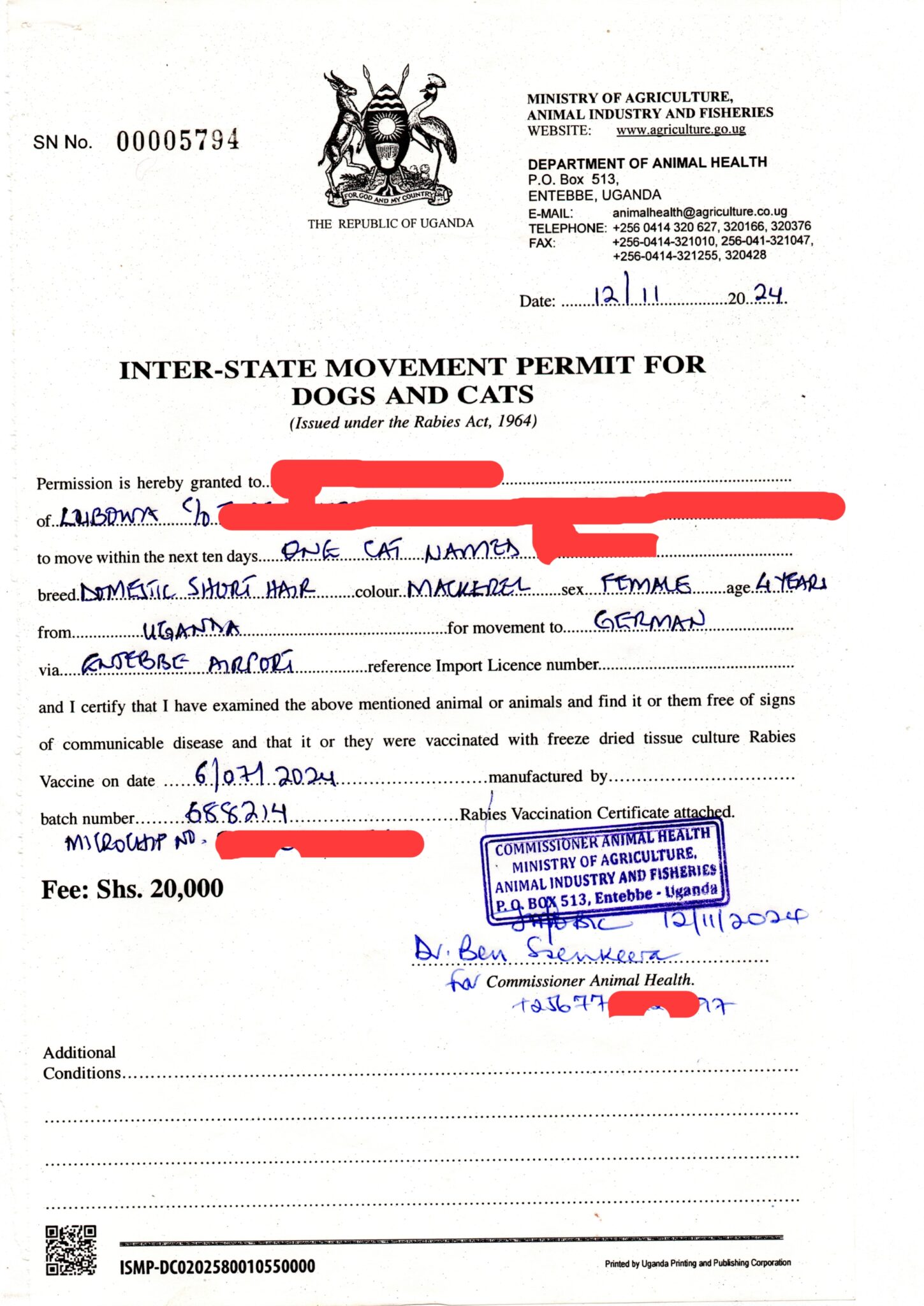 Pet export permit | SUPERIOR ANIMAL CLINIC